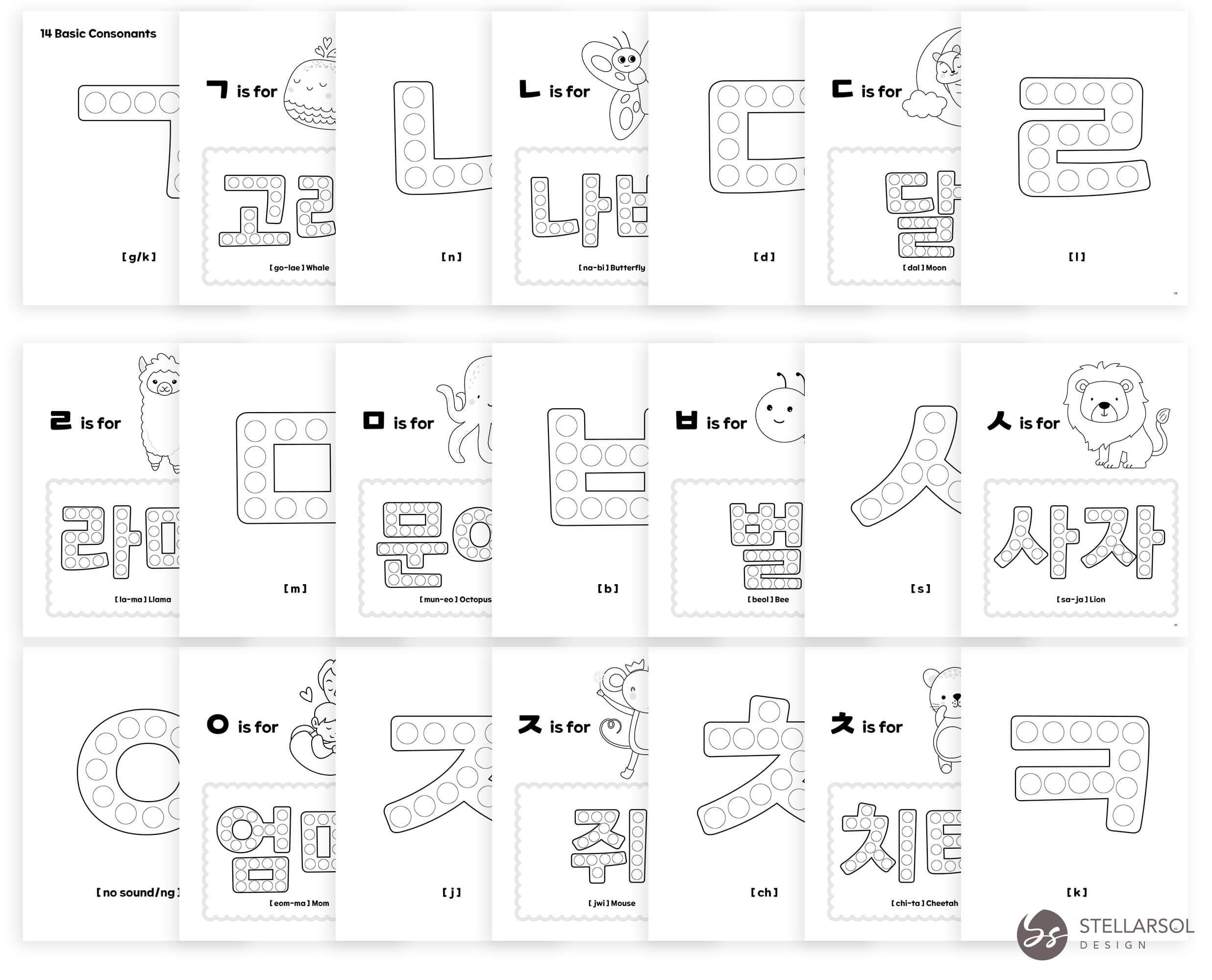 Printable Korean Dot Markers Activity Book | 8.5x11" Korean-english ...