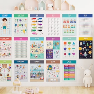 Korean-english Educational Posters: Set of 17, Bilingual Decor ...