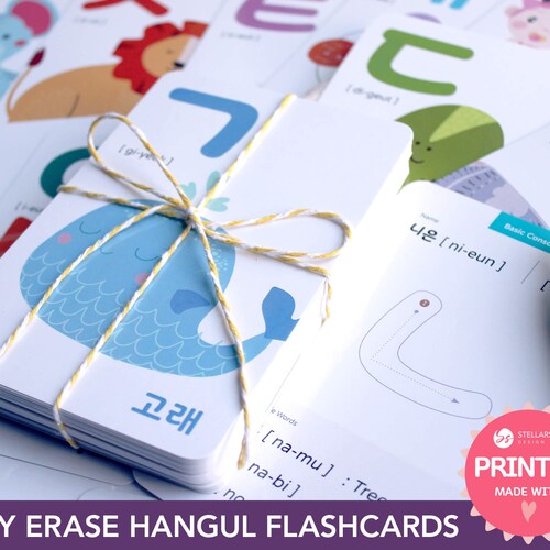 Korean Alphabet Flashcards - Etsy