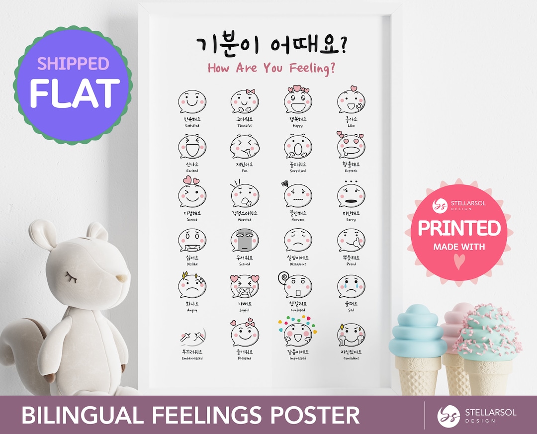 Korean Feelings Poster: Hangul Mood Expressions, Preschool Decor ...