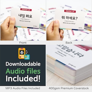 PRINTED 3-pack Gift Set Korean Basic Conversation Flashcards for ...