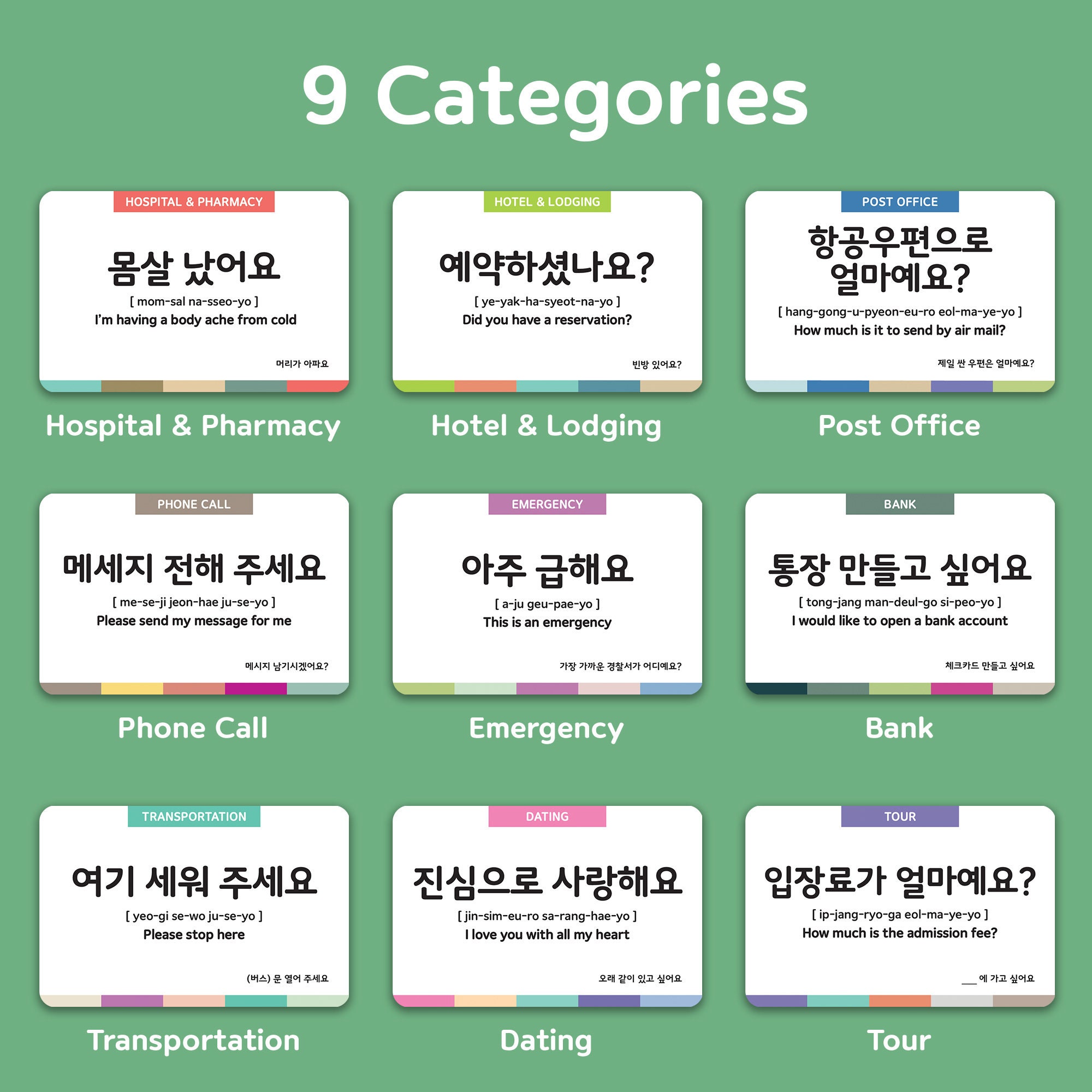 PRINTED 3-pack Gift Set Korean Basic Conversation Flashcards - Etsy