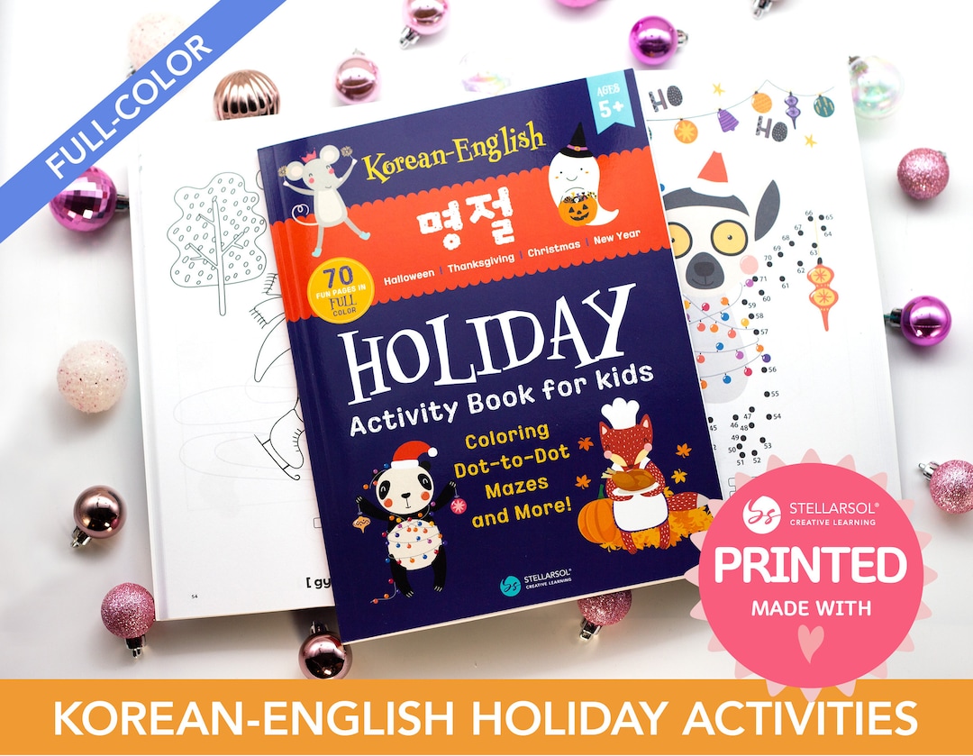 PRINTED Korean-english Holiday Activity Book for Kids-full COLOR | 70 ...