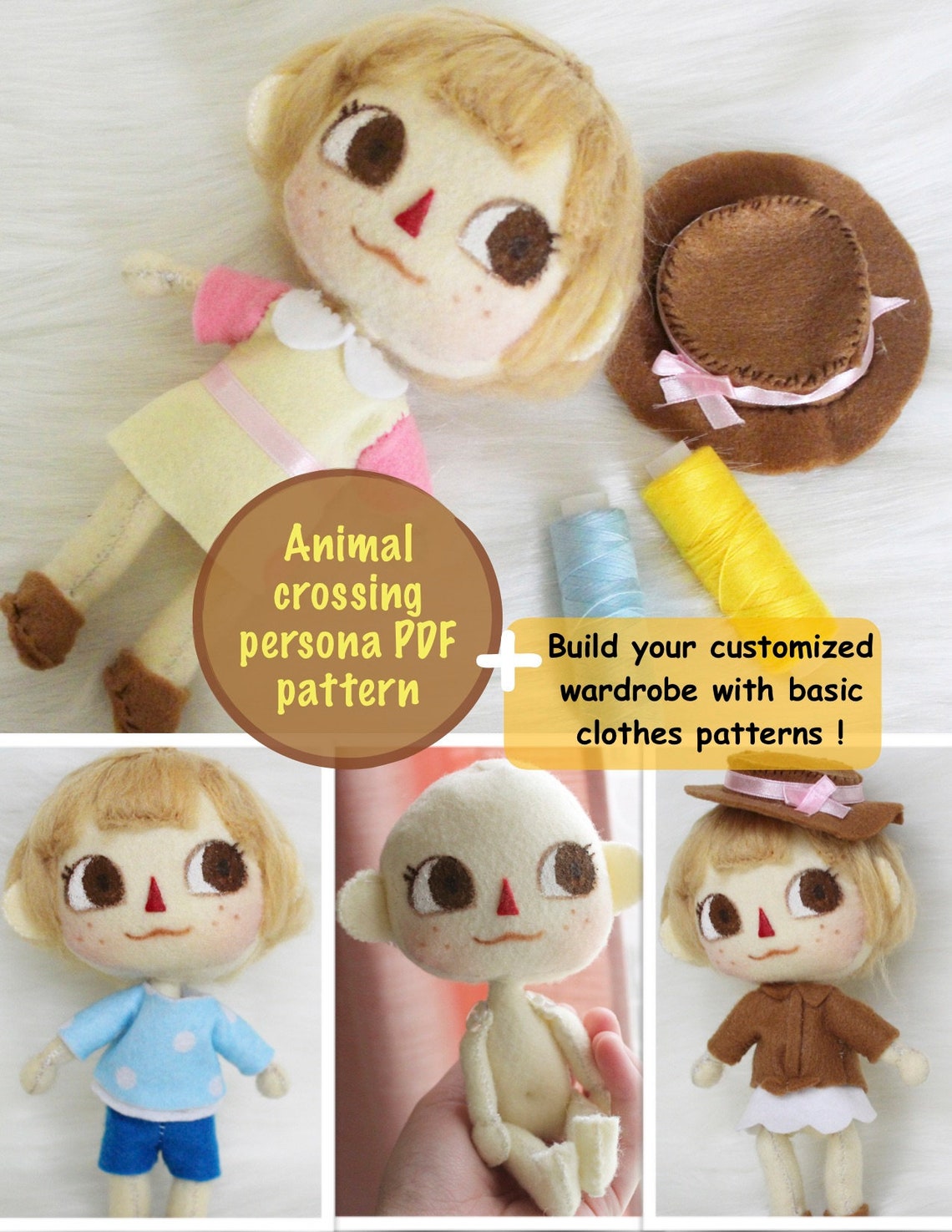 Animal Crossing Persona Felt Doll PATTERN sewing Pattern | Etsy UK