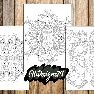 Monster Mandala Colouring Page Bundle - Etsy
