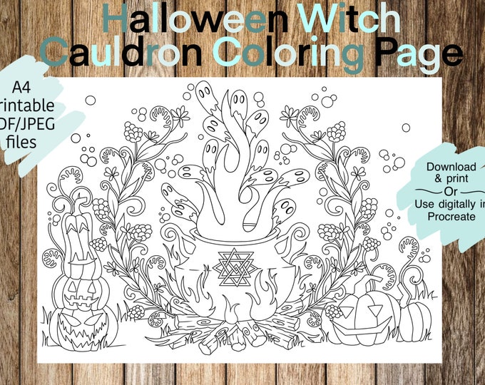 Witchy Brew Coloring Page PDF. Halloween Coloring. Fun Coloring Pages ...
