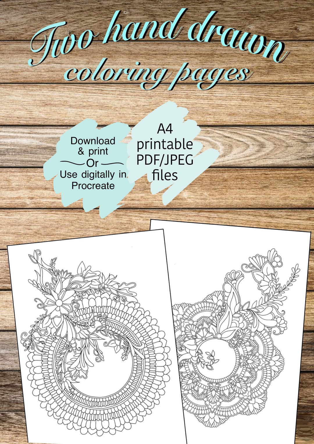 2 Mandala Adult Coloring Pages - Etsy