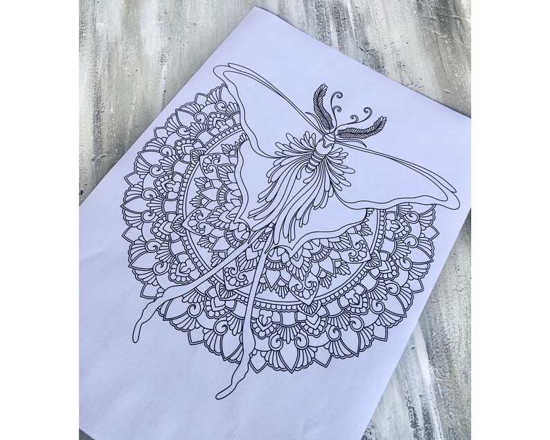 Mandala Moth Coloring Page - Etsy