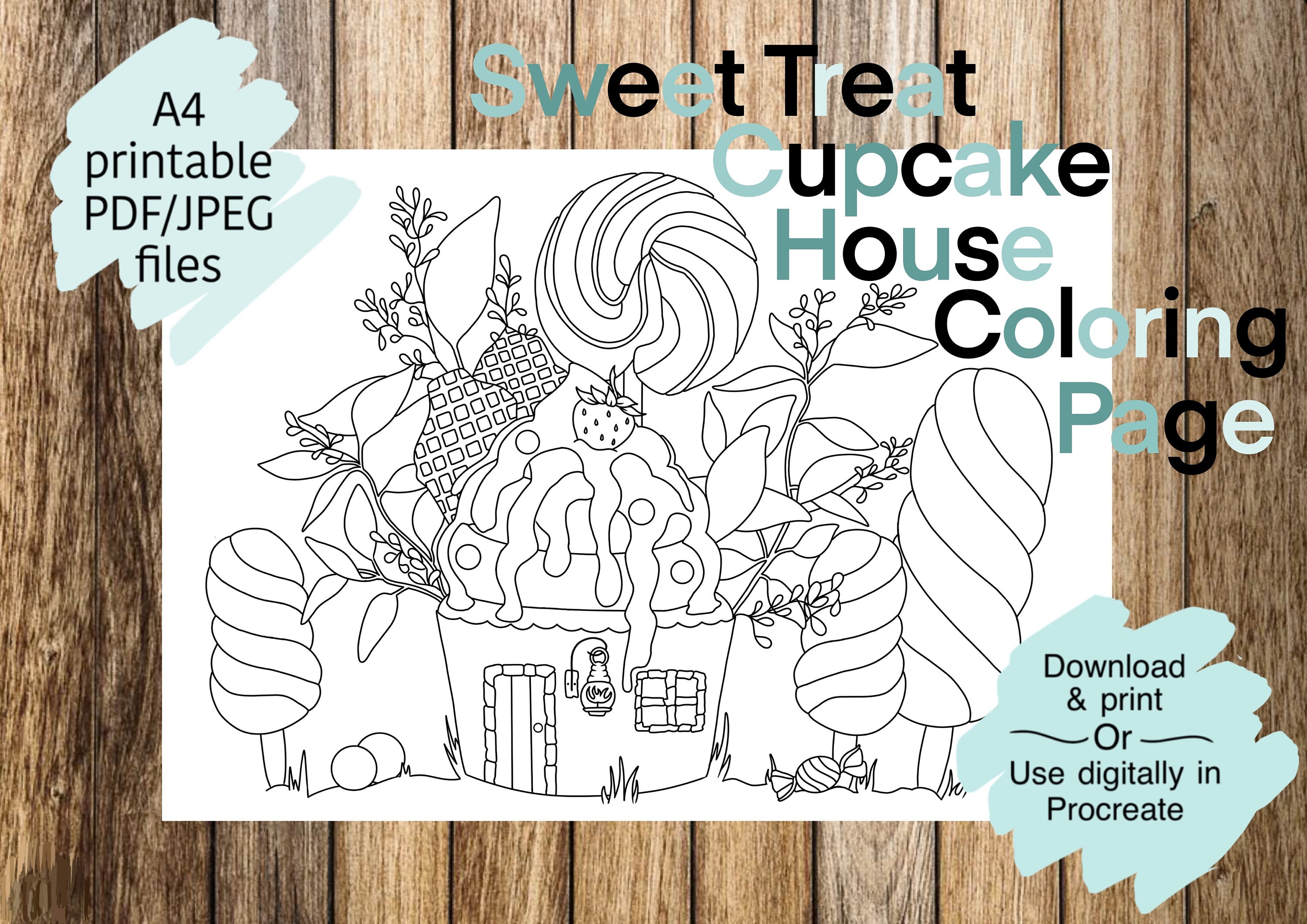 Cupcake House Coloring Page - Etsy