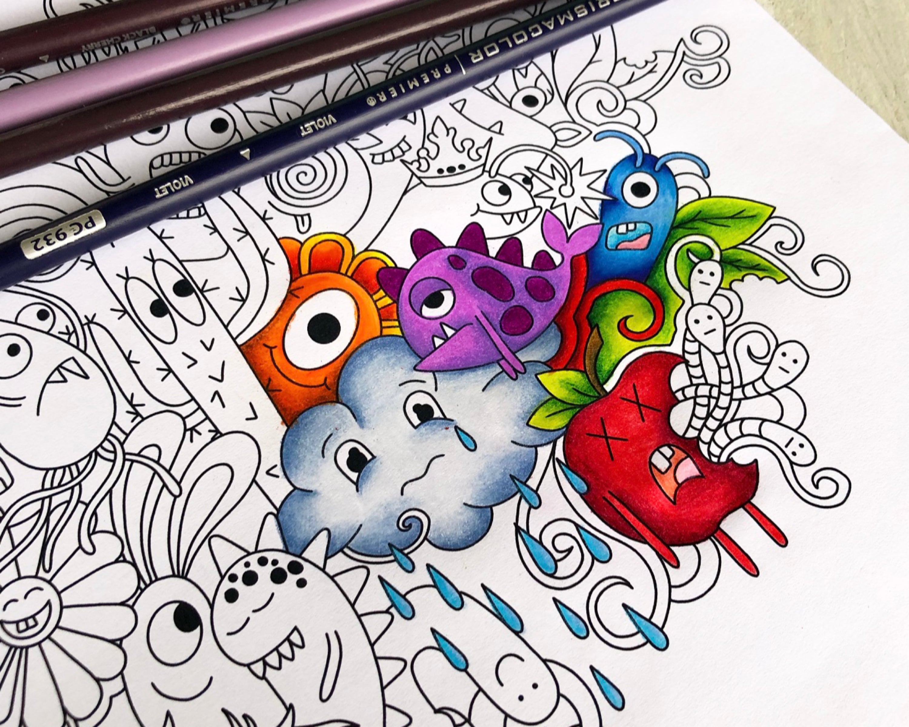 Doodle Monsters Coloring Page - Etsy