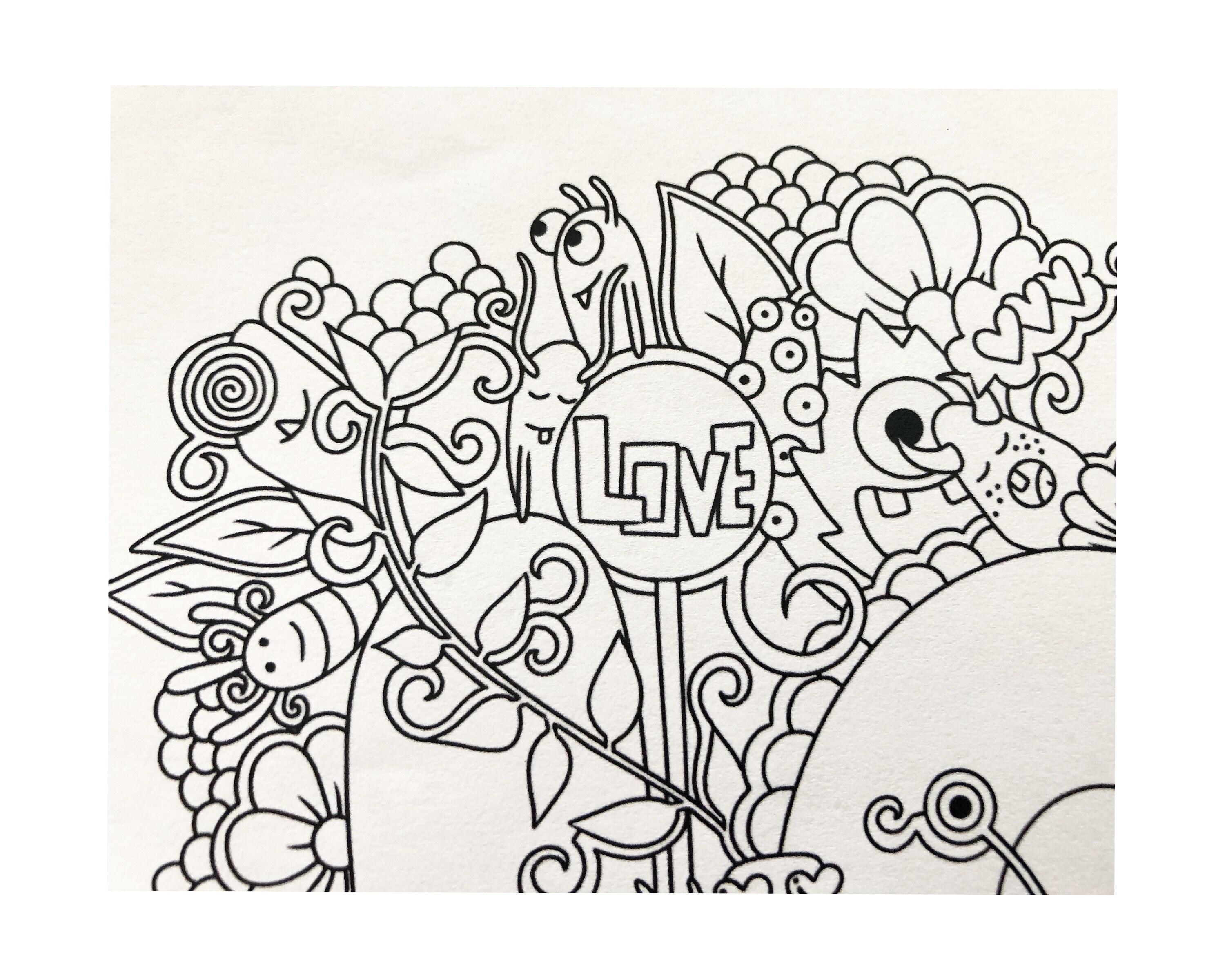 Doodle Monster Love Coloring Page - Etsy