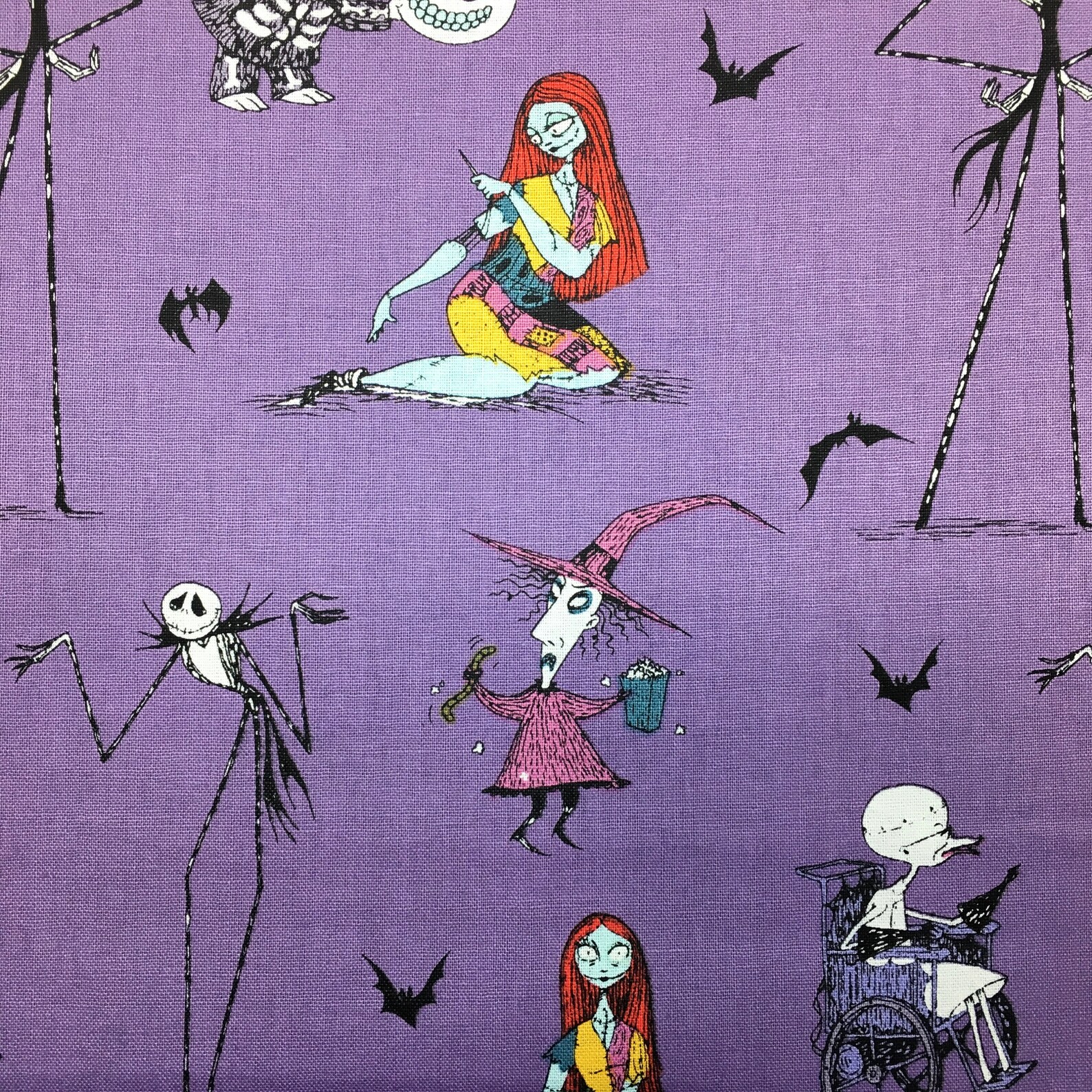 Nightmare Before Christmas Multi Character on Purple Fabric by - Etsy