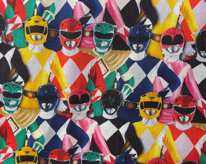 Power Rangers Packed Pop Culture Cotton Fabric by the Yard and Half ...