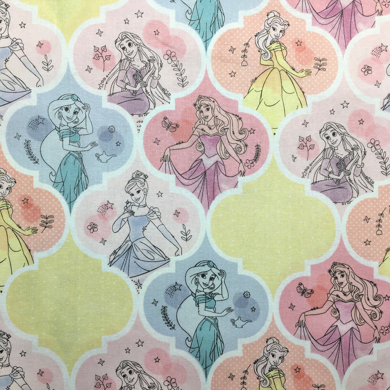 Disney Pretty Princess Patch Cotton Fabric By The Yard And Etsy
