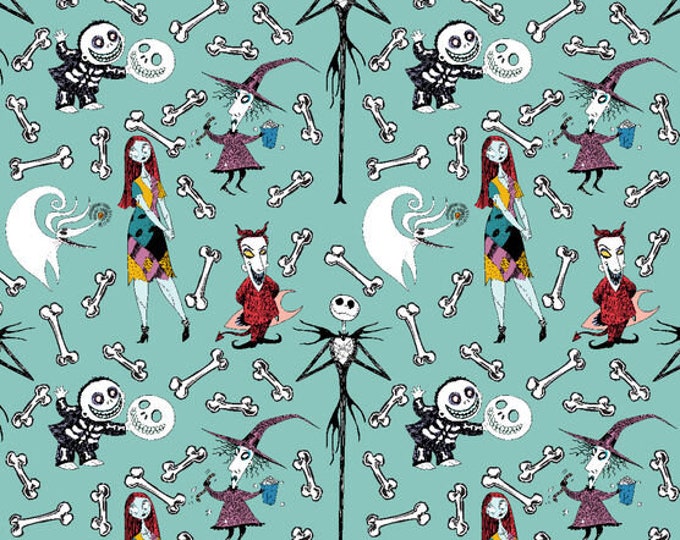 NBC Character Bone Toss Nightmare Before Christmas Cotton Fabric by the ...