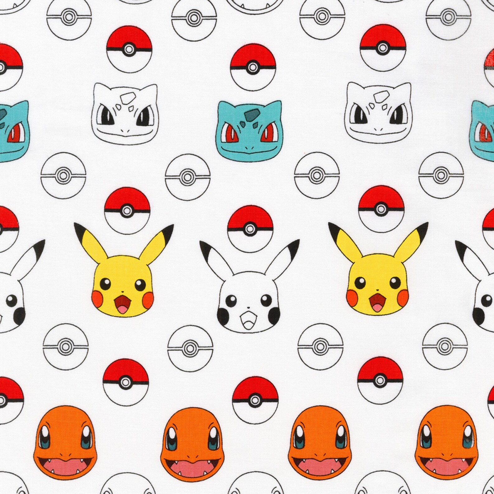 Pokemon Characters and Balls by Robert Kaufman by the Yard - Etsy