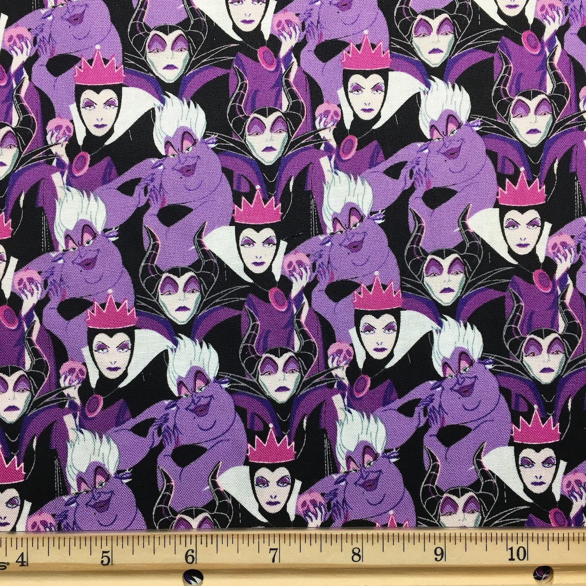 Disney Villains Packed Cotton Fabric By The Yard 100 Cotton Etsy