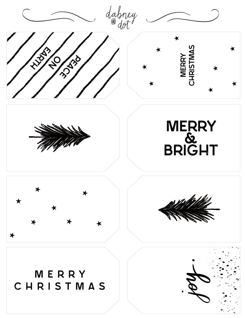 Printable Christmas Tags - Black & White Christmas Printable Gift Tag ...