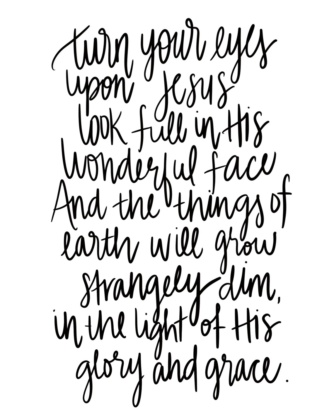Turn Your Eyes Upon Jesus Printable Art, Hymn Wall Art, Hymn Lettering ...