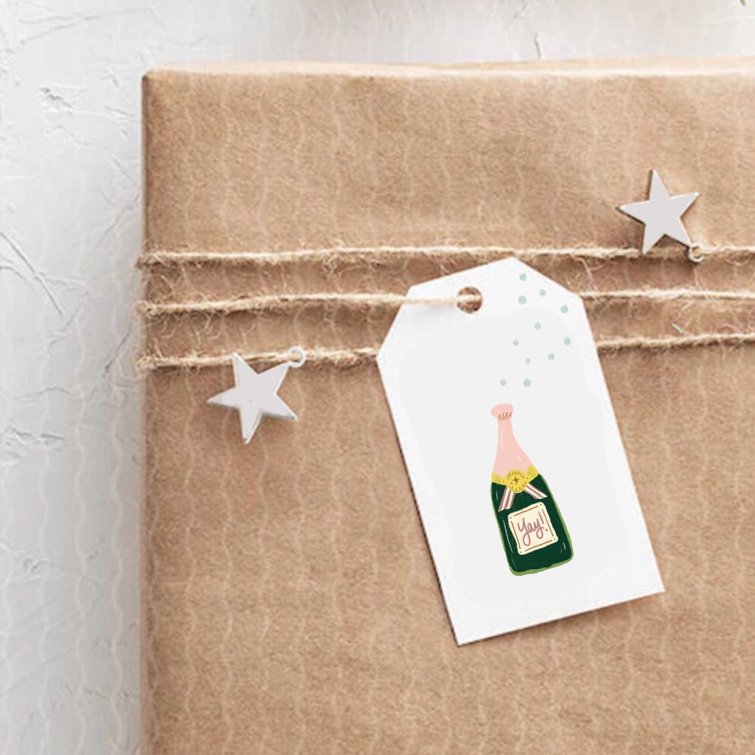 Champagne Printable Gift Tag, Celebration Gift Tag, Festive Printable ...