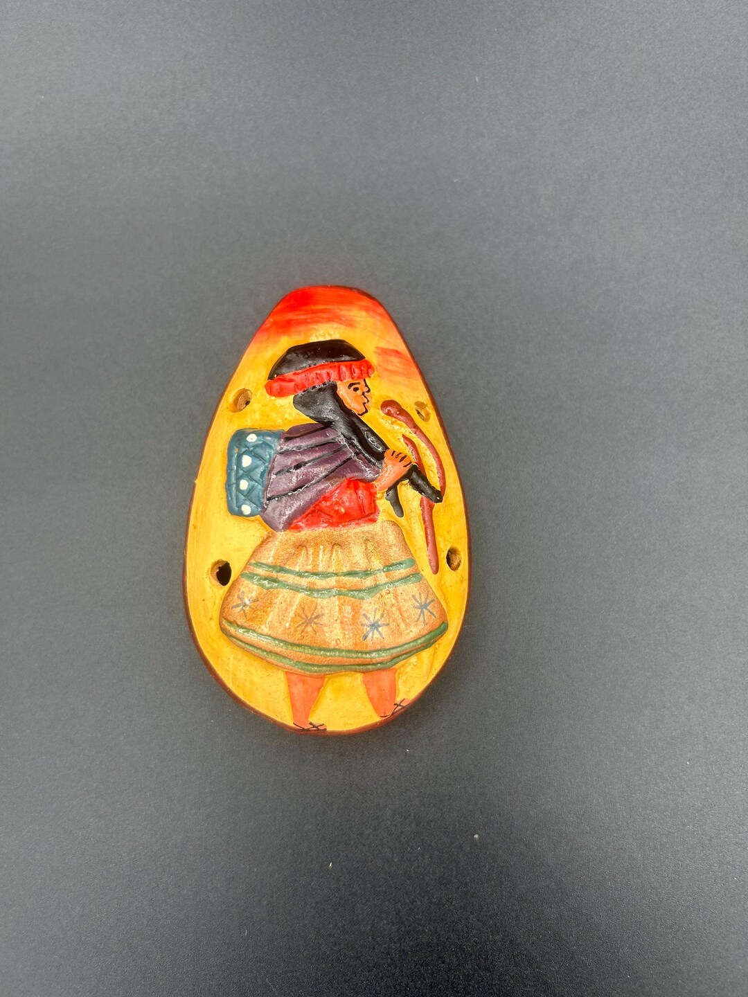 Vintage Hand-painted Peruvian Clay Made Flute Whistles - Unique ...