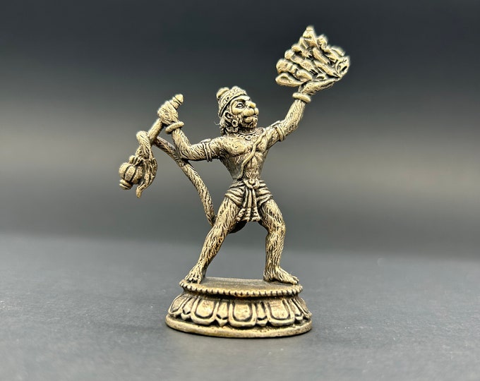 Lord Hanuman Sitting Religious Hindu Statue With Gada, Indian Bahubali ...