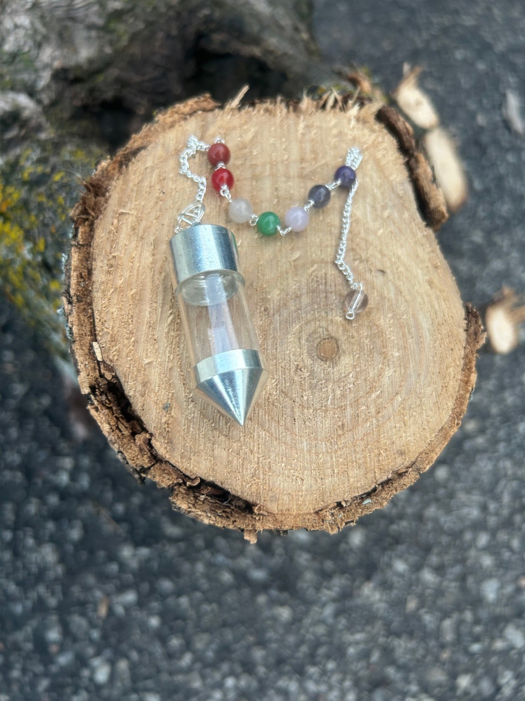 Seven Chakra Solid Metal Glass Pendulums -silver Pendulum,sphere ...