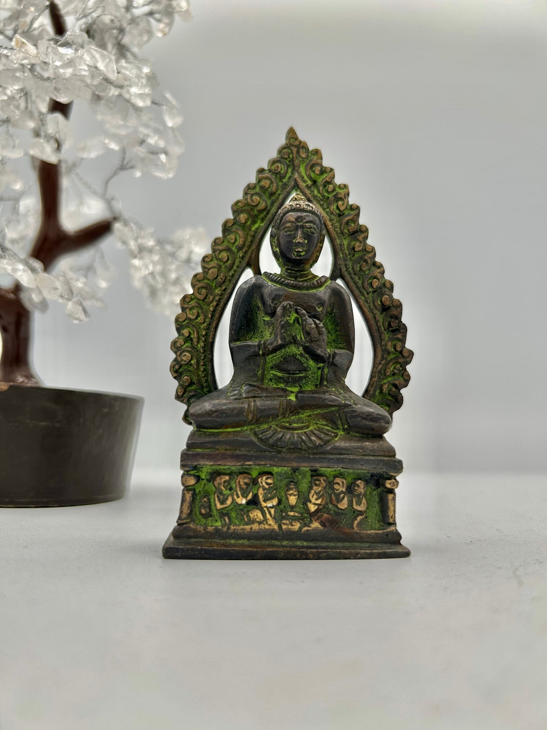 Bronze Buddha Solid Statue Altar Decor, for Peace Buddha Elegant ...