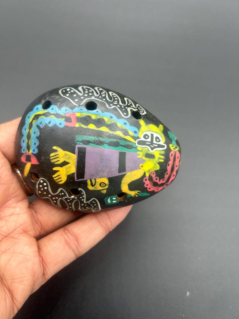 Vintage Hand-painted Clay Flute Whistle - Peruvian Folk Art - Etsy