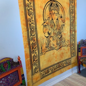 Large Boho Indian Wall Hanging Ganesh Tapestry, 100% Handcrafted Bedspread Table Cloth Dorm ...