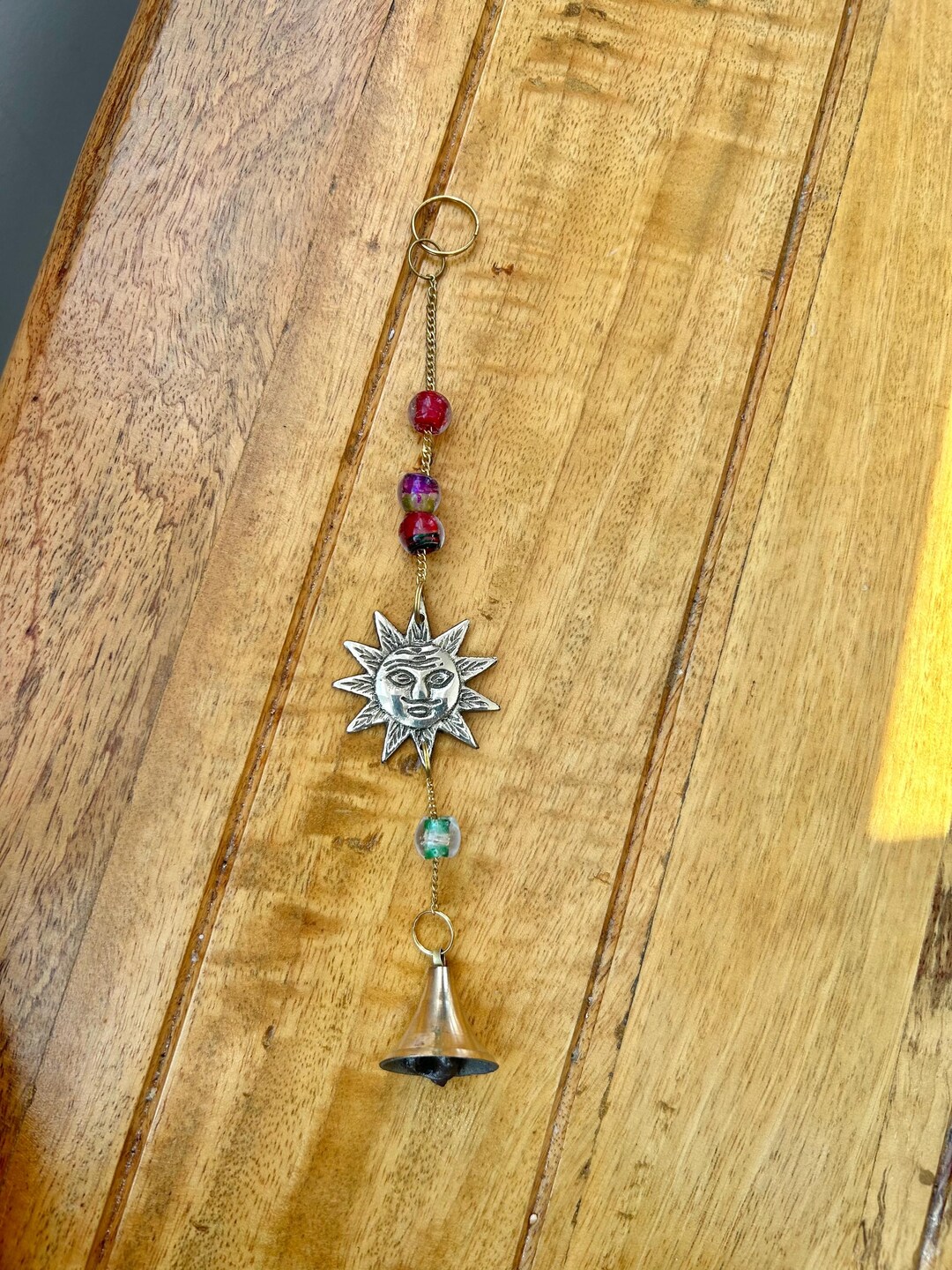 Small Brass Hanging Sun Wind Chime Bells Handmade Fair Trade, Recycled ...