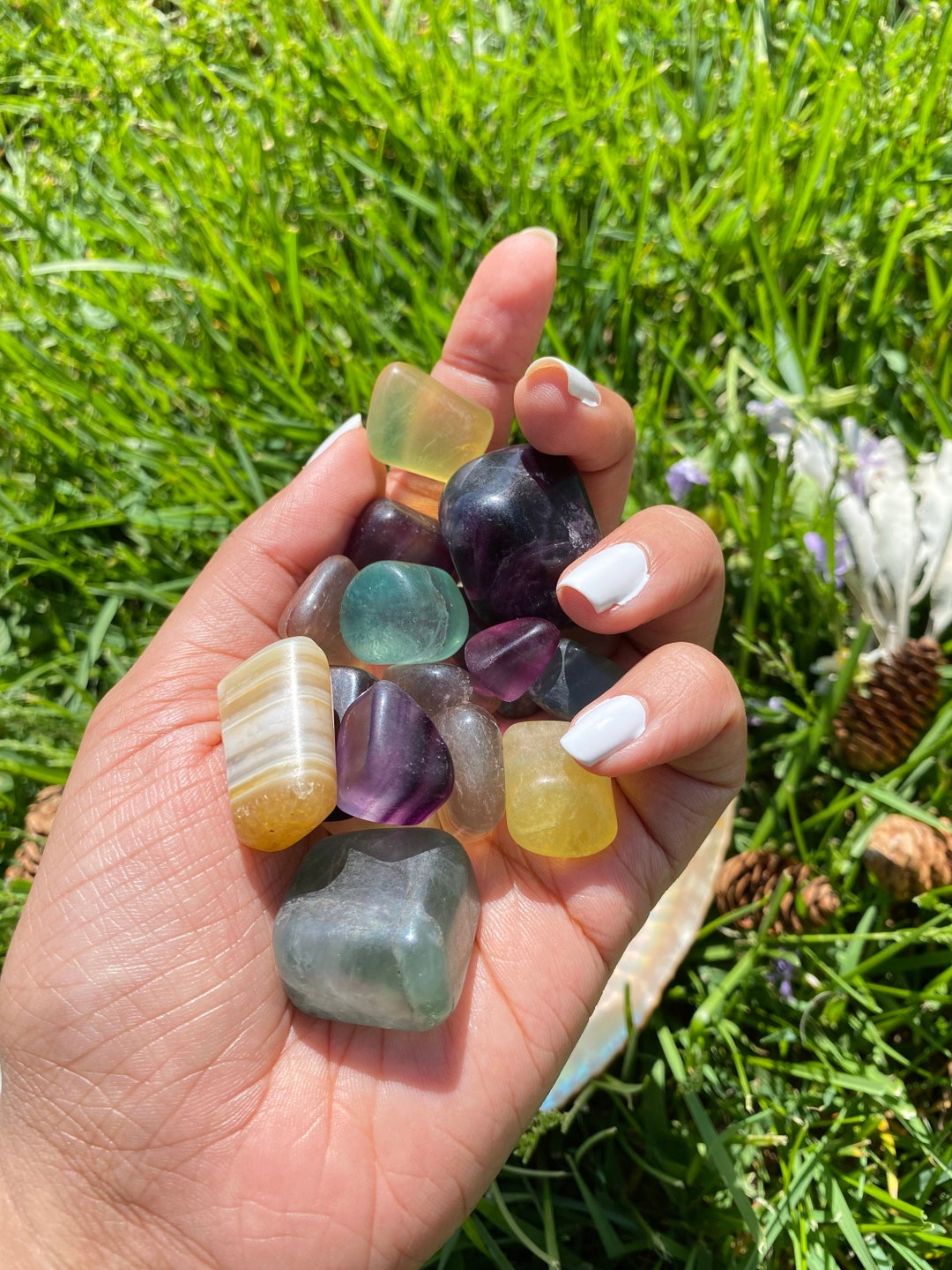 Fluorite Tumble Stone - Multicoloured Fluorite Tumbled Crystal - Etsy
