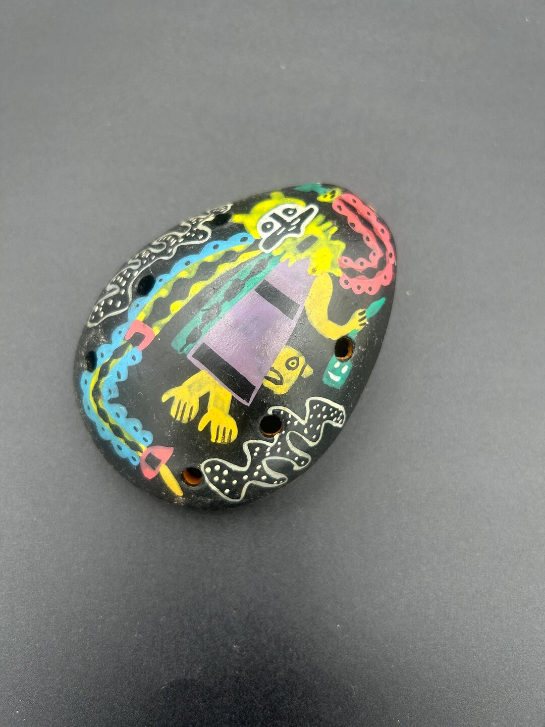 Vintage Hand-painted Peruvian Clay Made Flute Whistles - Unique ...