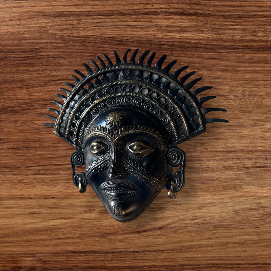 African Vintage Solid Bronze Sun Mask Exquisite Antique Collectors ...