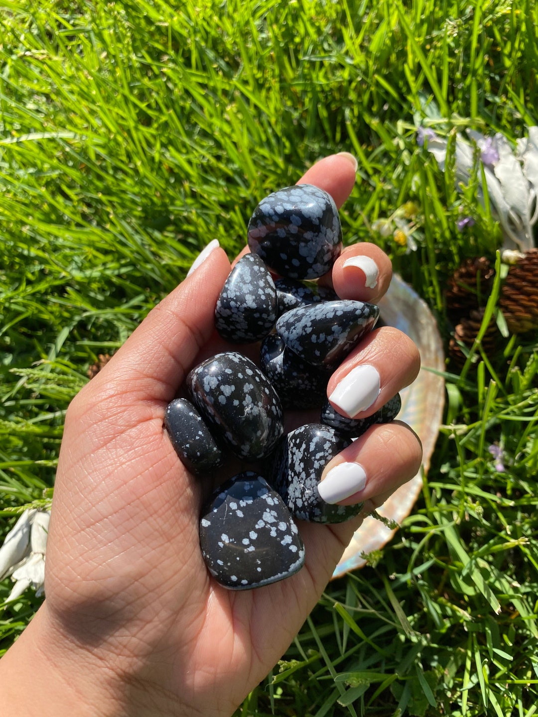 Snowflake Obsidian Tumble Stone -protection From Negative Energy, Fear ...