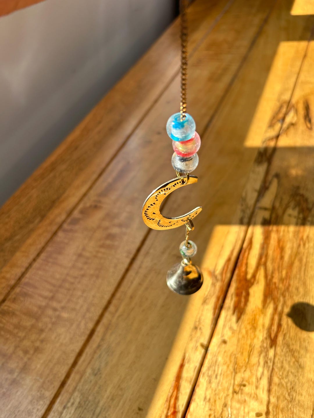 Small Brass Hanging Moon Wind Chime Bells Handmade Fair Trade Recycled ...