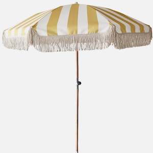 Boho Parasol - H226cm Deep Yellow Tassel Parasol, Perfect for Garden ...