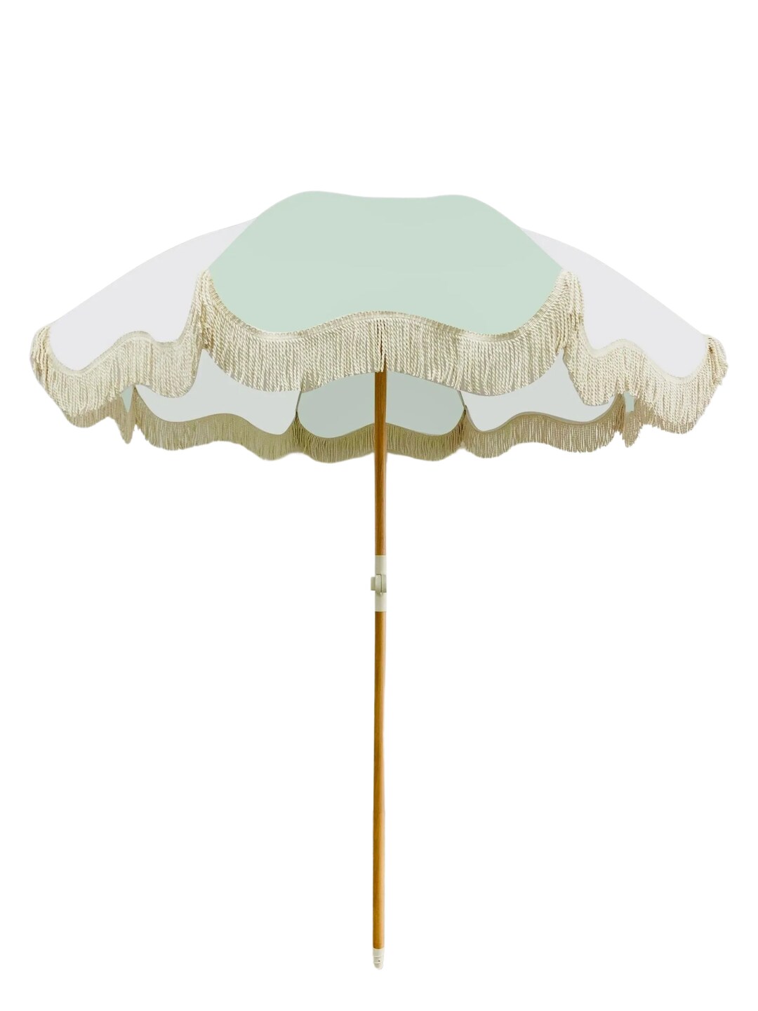 Small Boho Parasol Mint Green & White With Scalloped Edge Tassels ...