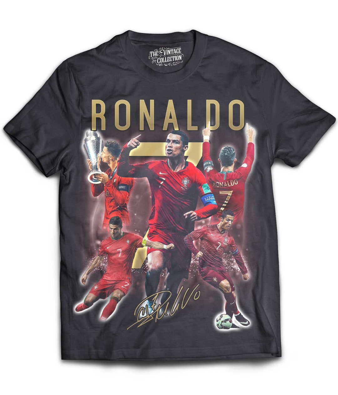 CR7 Tribute Shirt Vintage Edition Black Cream Grey White - Etsy