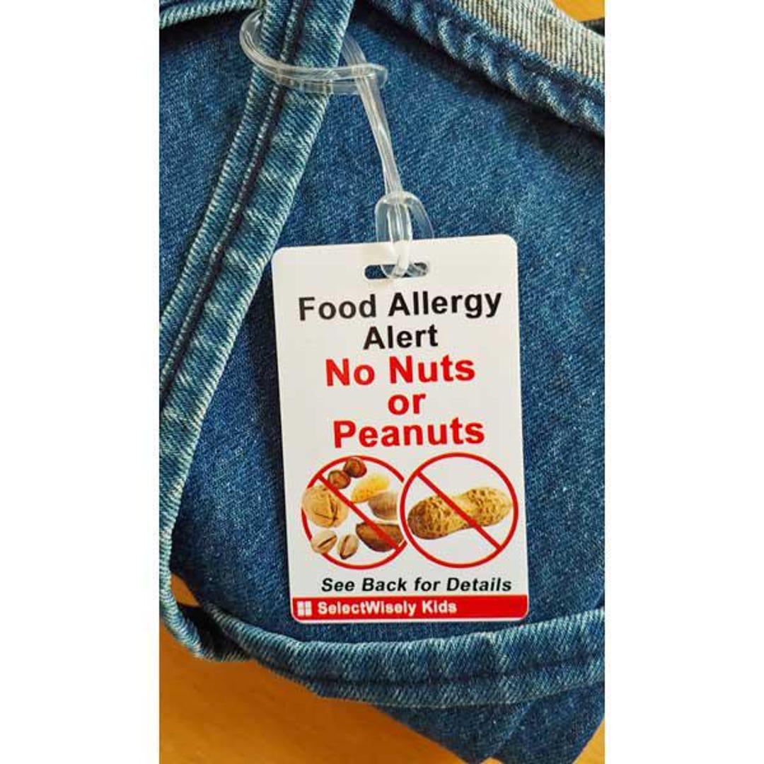 Nuts and Peanuts Food Allergy Alert Card for Kids With Parents ...
