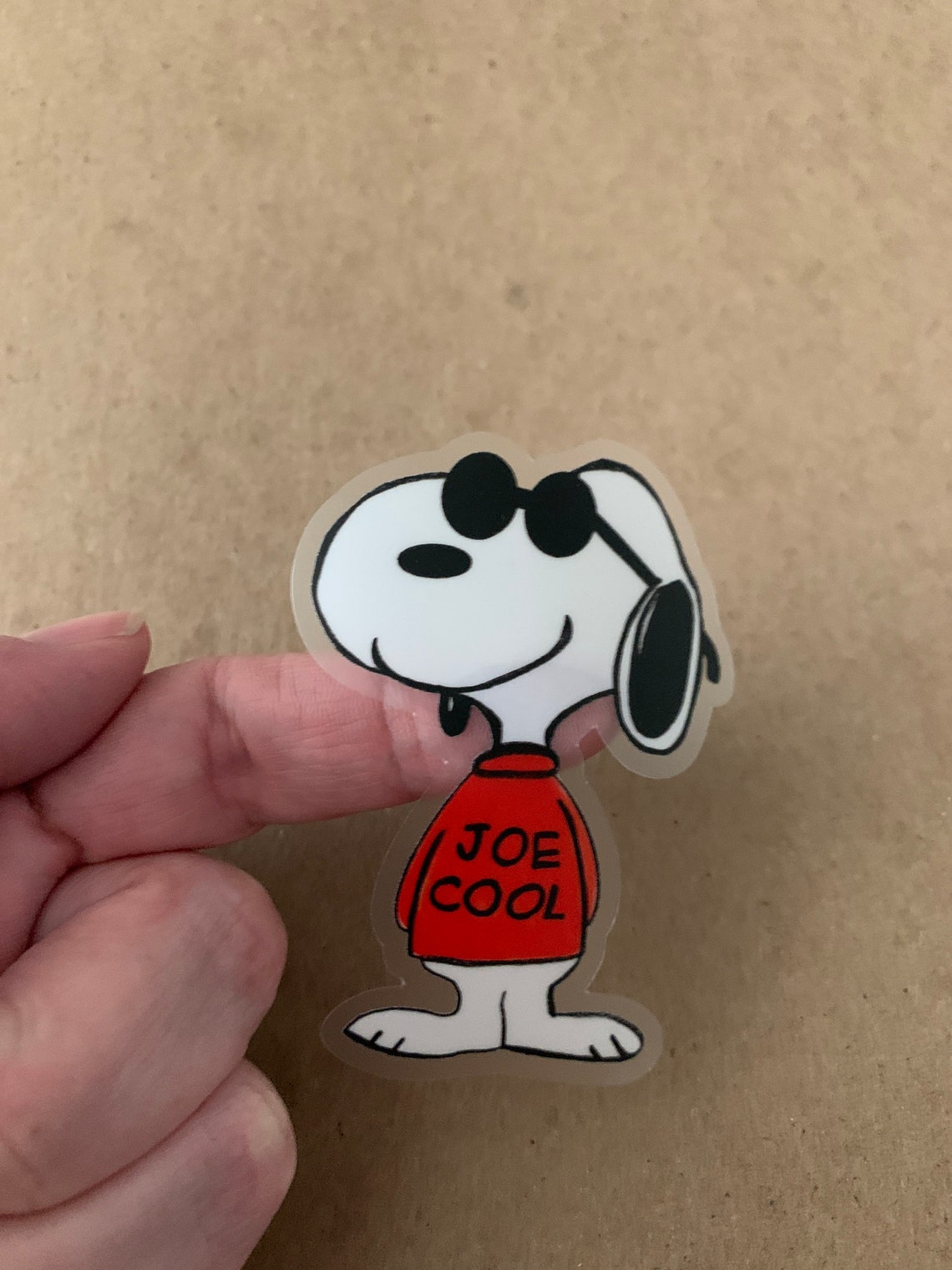 Peanuts Inspired Snoopy joe Cool Clear Vinyl Sticker - Etsy