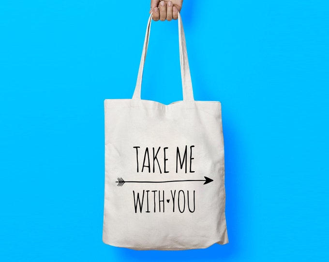 Take Me With You Canvas Tote Bag Cute Tote Bag - Etsy