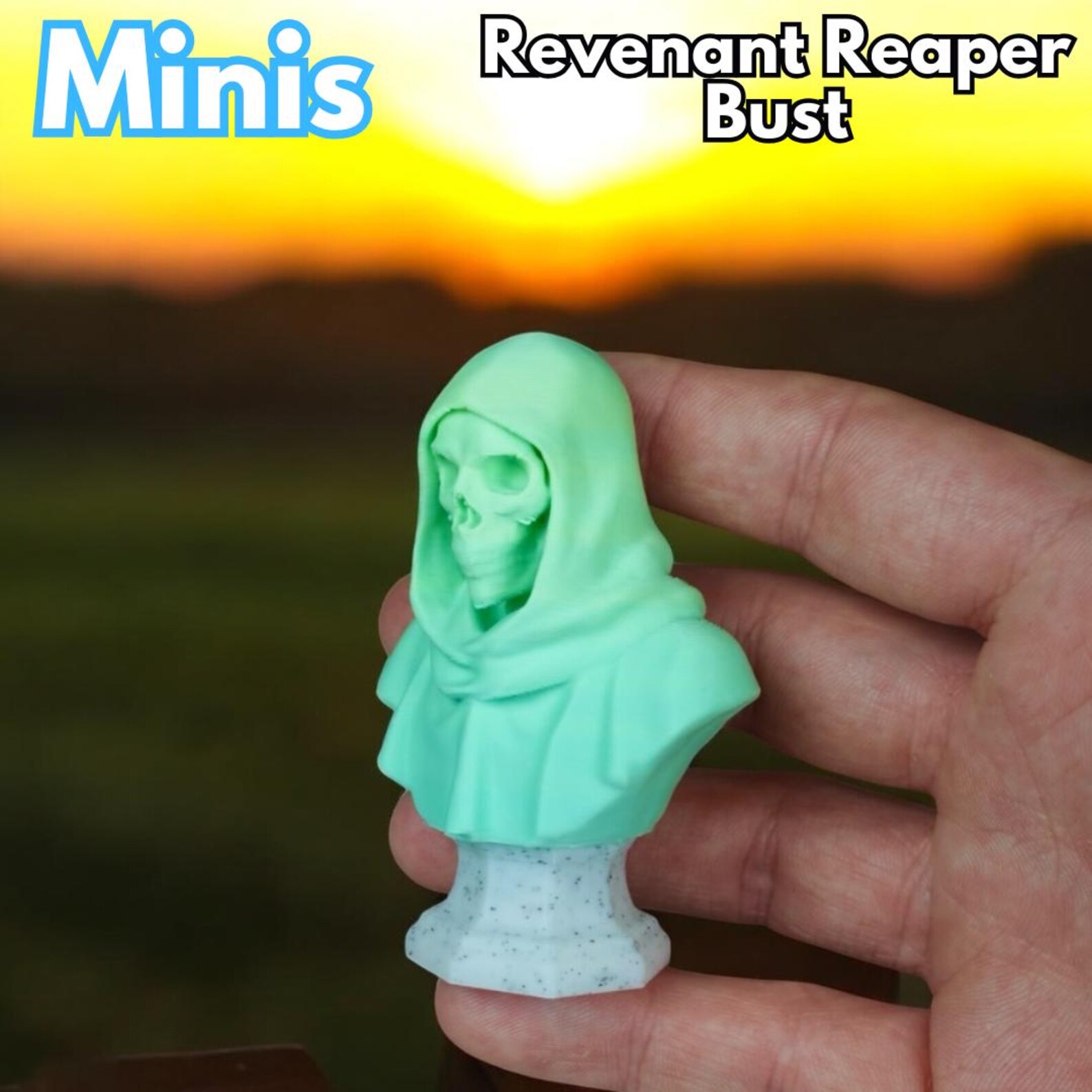 Mini Revenant Reaper Bust Statue – Gothic Hooded Skull Statue | Grim ...
