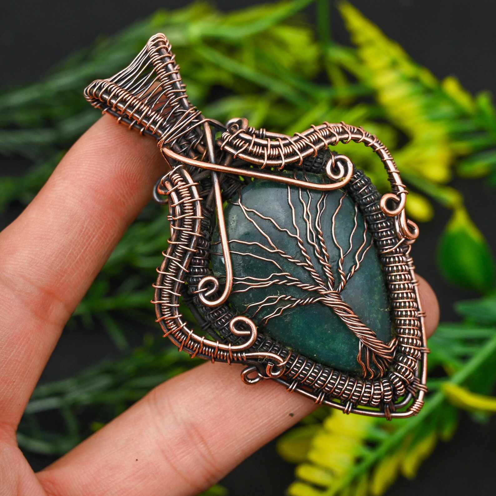 Emerald Tree of Life Copper Wire Wrapped Pendant - Etsy