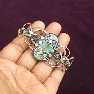 Yellow Labradorite Copper Bangle: Adjustable Wire Cuff Bracelet - Etsy