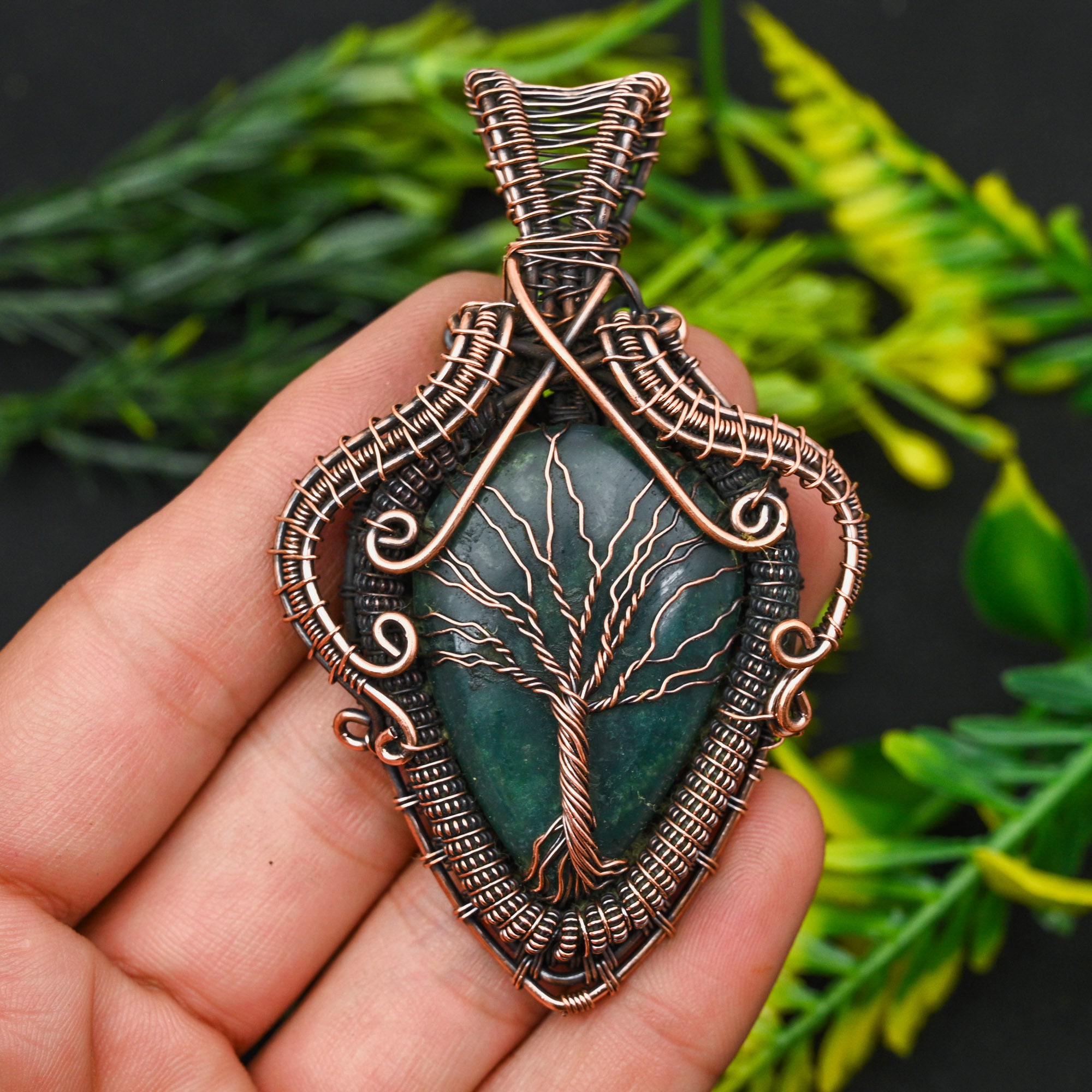Emerald Tree of Life Copper Wire Wrapped Pendant - Etsy