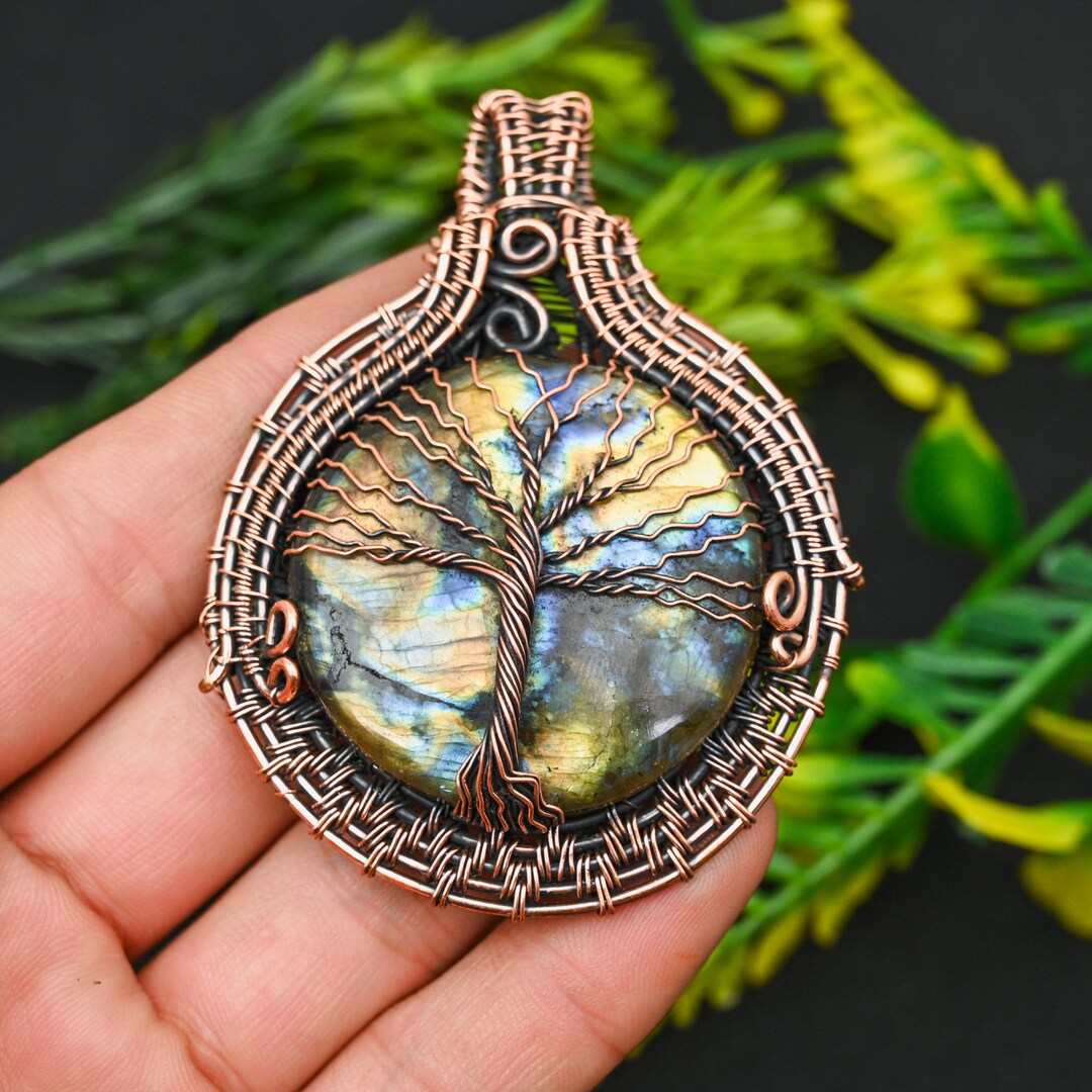 Labradorite Tree of Life Pendant: Copper Wire Wrapped Gemstone Jewelry ...