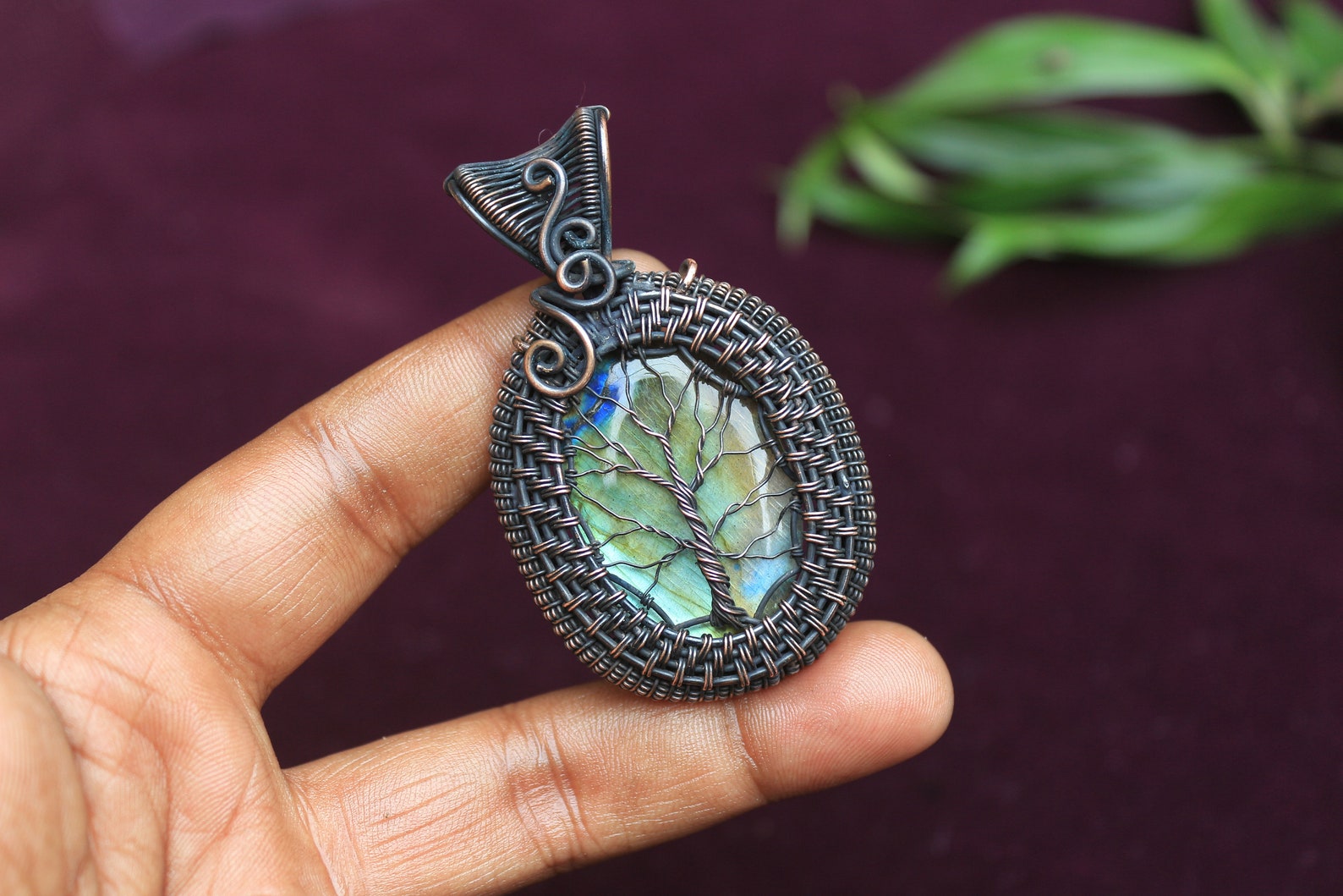 Labradorite Tree of Life Pendant: Copper Wire Wrapped Gemstone Jewelry ...