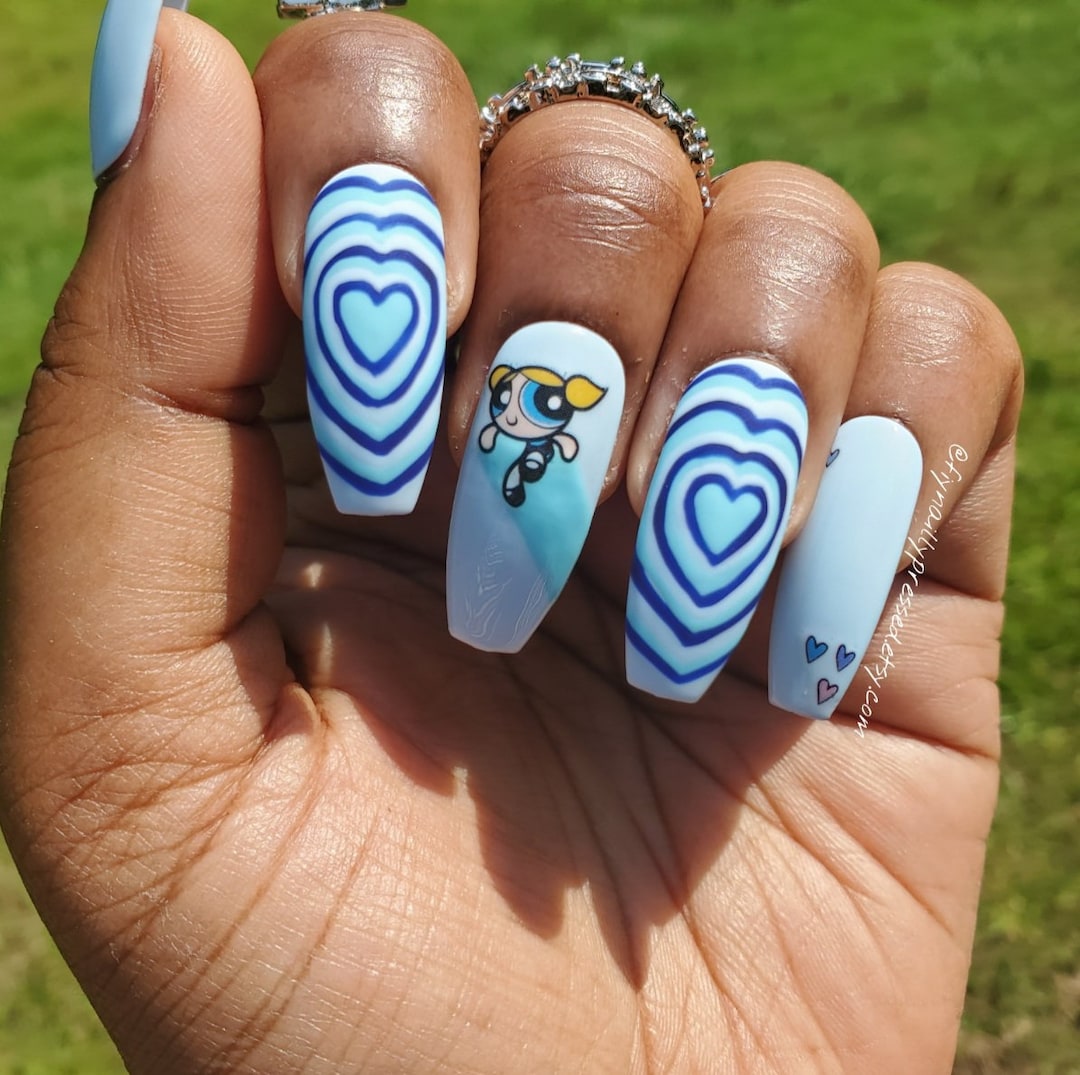 Powerpuff Girls Press on Nails, Bubbles Powerpuff Girls, Personalized ...