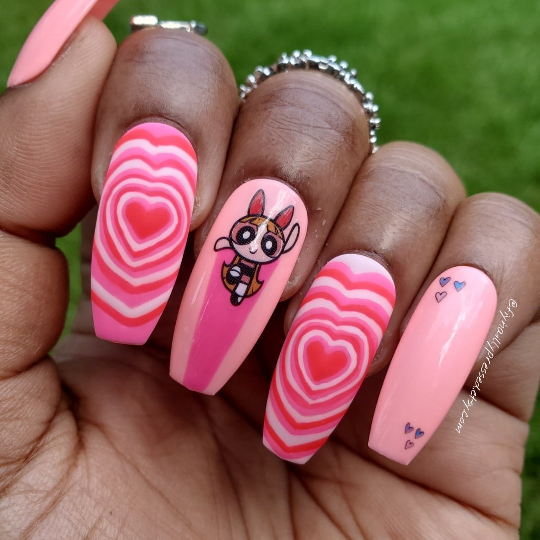 Powerpuff Girls Press On Nails Blossom Powerpuff Girls Personalized